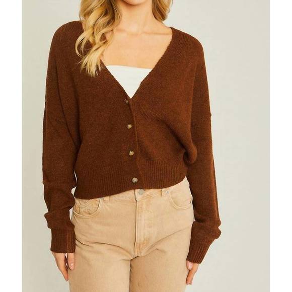 Love Tree | Sweaters | New Love Tree Nat Cropped Cardigan In Brown ...